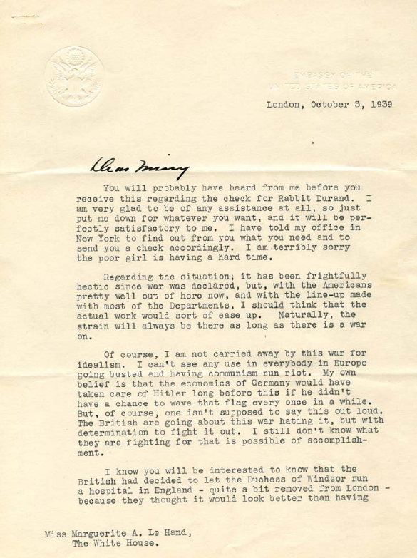 The Grace Tully Collection of FDR Papers – AOTUS